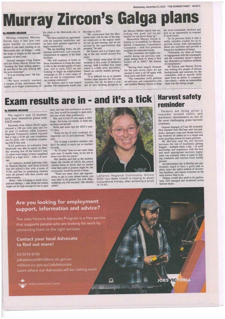 The Border Times - Murray Zircon